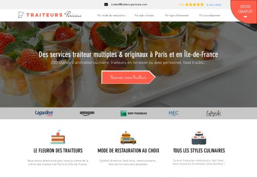 Startup TRAITEURS PARISIENS Des services de traiteurs multiples et ...